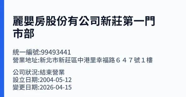 麗嬰房股份有公司新莊第一門市部的照片-統編 99493441(新北市) 公司登記資料與營業項目詳細圖表