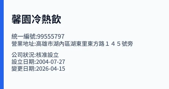 馨園冷熱飲的照片-統編 99555797(高雄市) 公司登記資料與營業項目詳細圖表