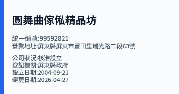 圓舞曲傢俬精品坊的照片-統編 99592821(屏東縣) 公司登記資料與營業項目詳細圖表
