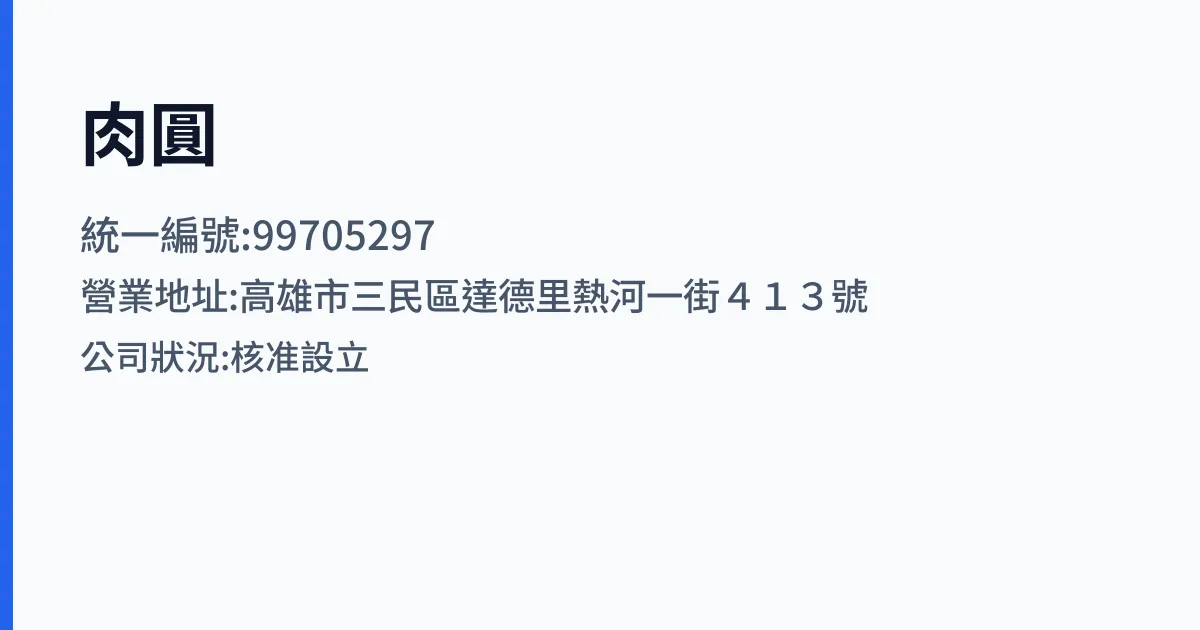 肉圓 - 統編 99705297(高雄市) 公司登記資料與營業項目詳細圖表