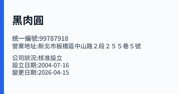 黑肉圓的照片-統編 99787918(新北市) 公司登記資料與營業項目詳細圖表